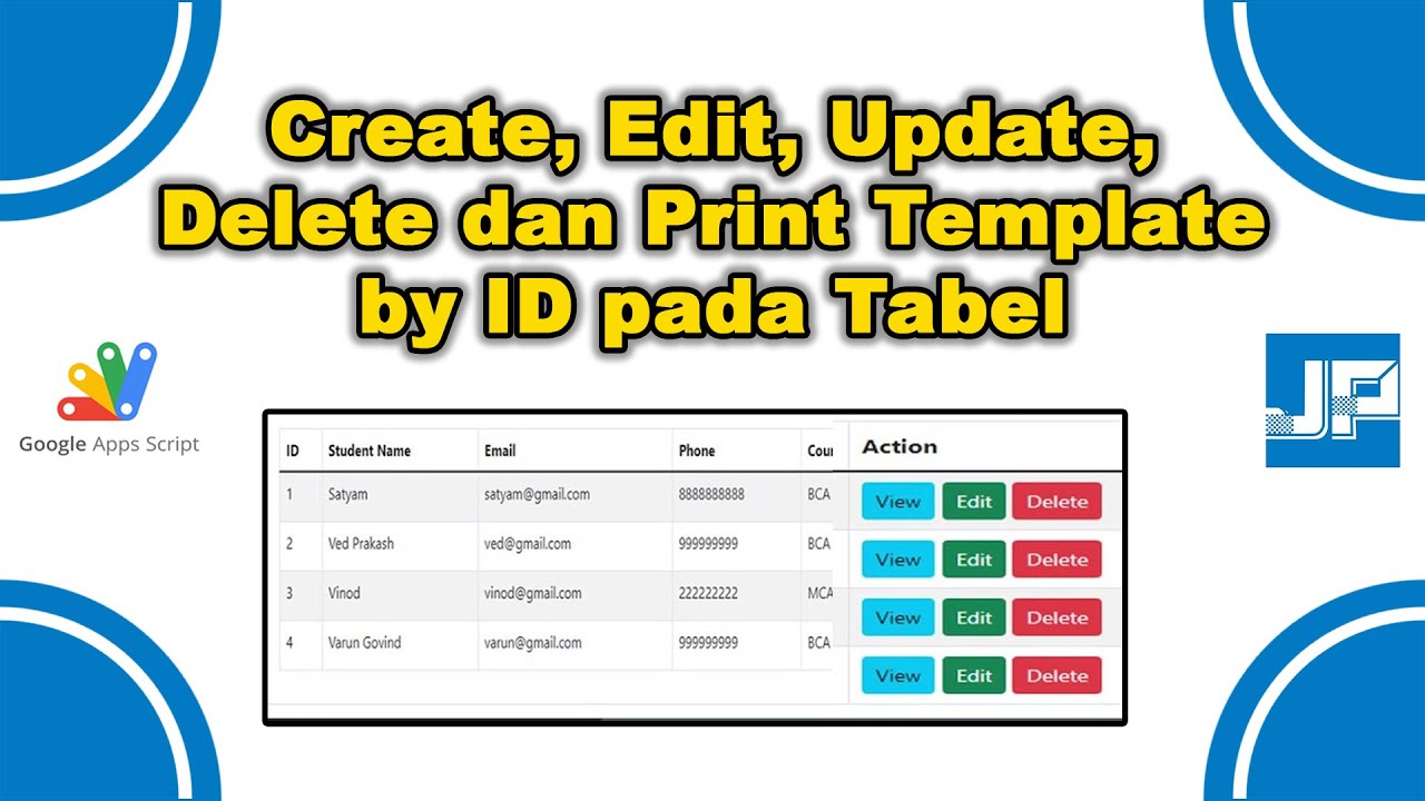 Crud Create Edit Update Delete Dan Print Template By Id Pada Tabel