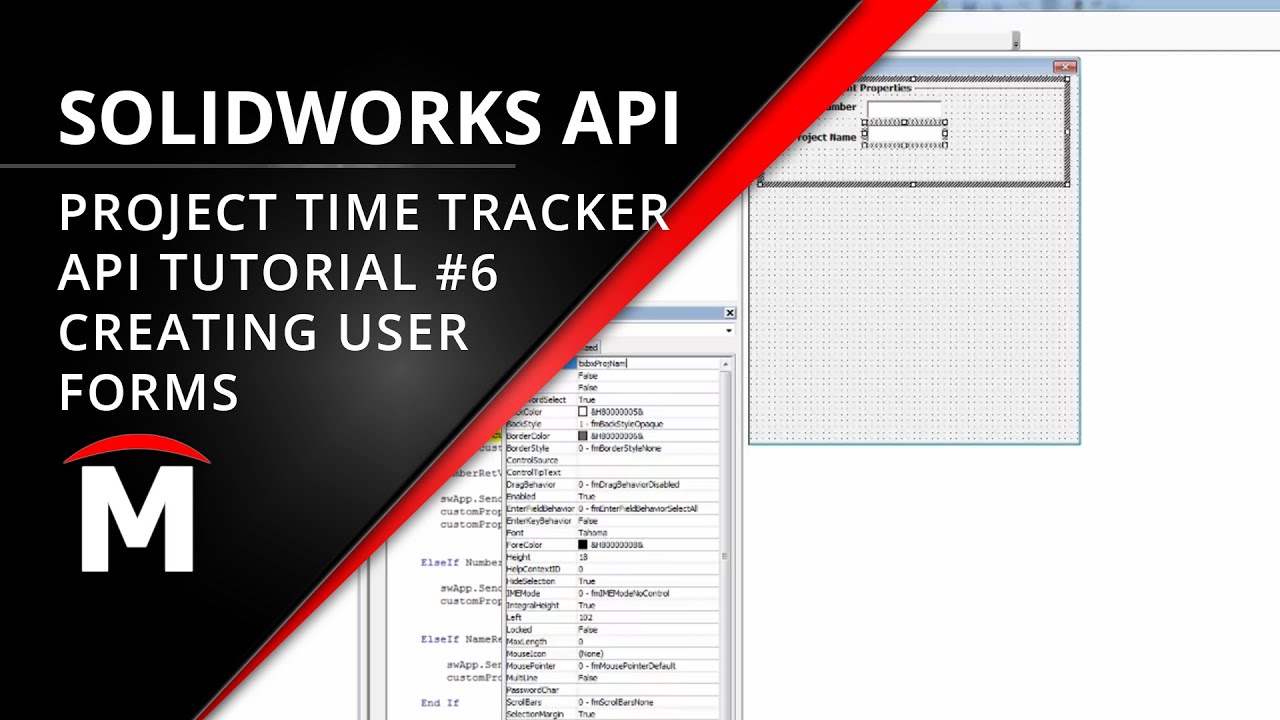 Project Time Tracker Create User Forms Solidworks Api Tutorial 6