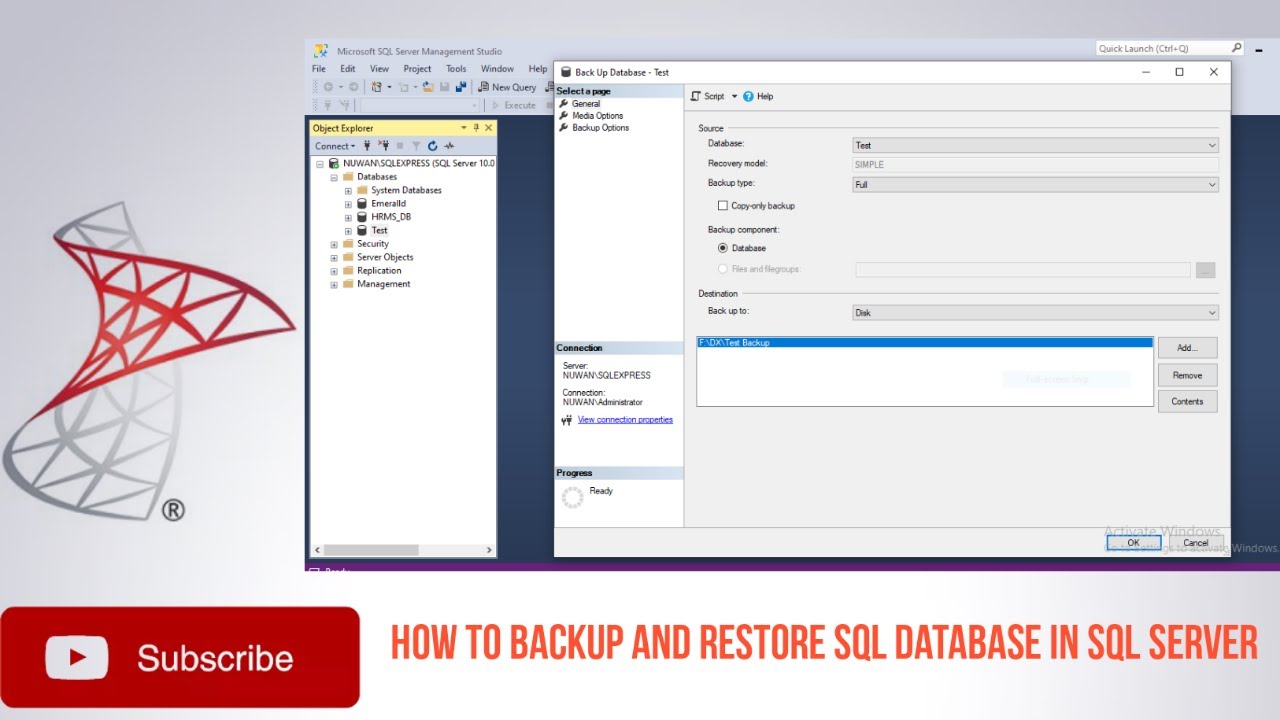 How To Backup Restore Sql Database Using Ms Sql Server Express