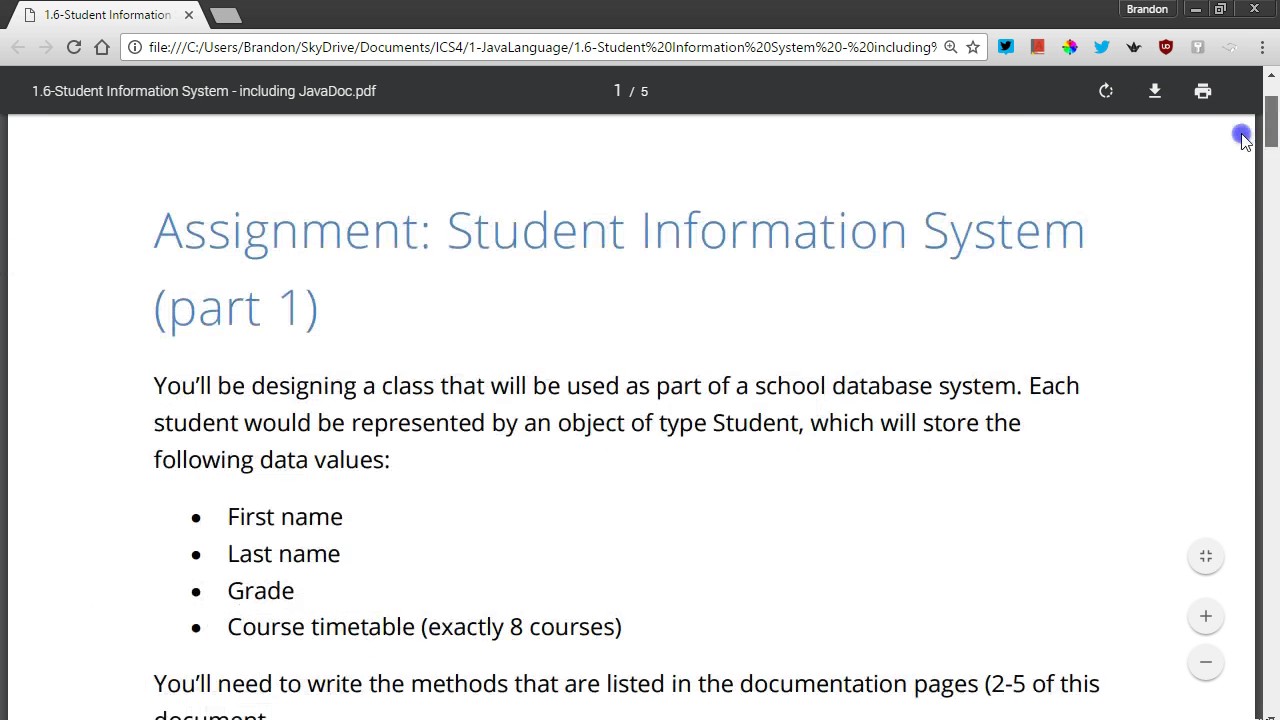 Example Java Class Student Information System Youtube