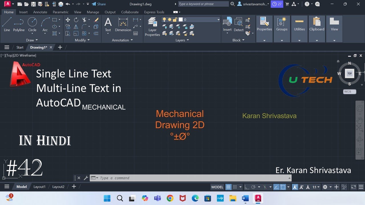 42 Single Line Text Multi Line Text In Autocad U Tech Youtube