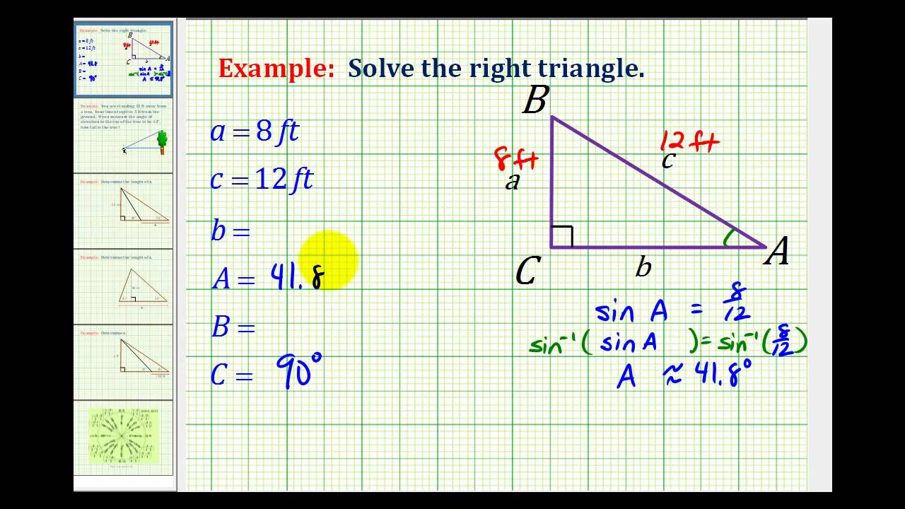 Example Solve A Right Triangle Given The Length Of Two Sides Youtube