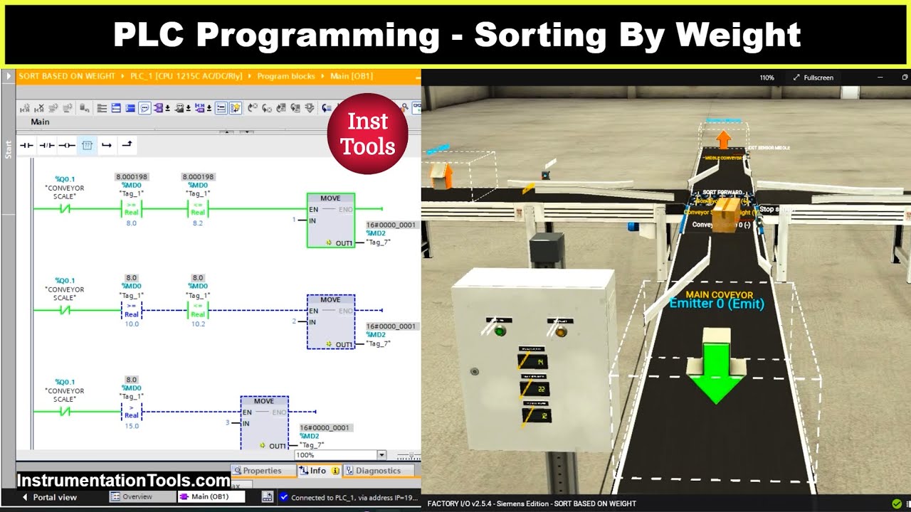 Plc Programming Sorting By Weight Factory Io Simulation Youtube