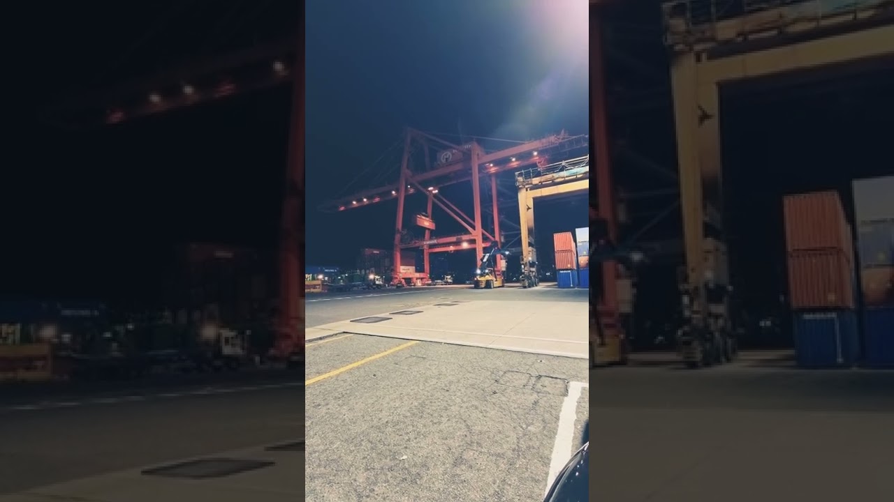 Pov Night Time Container Port Youtube