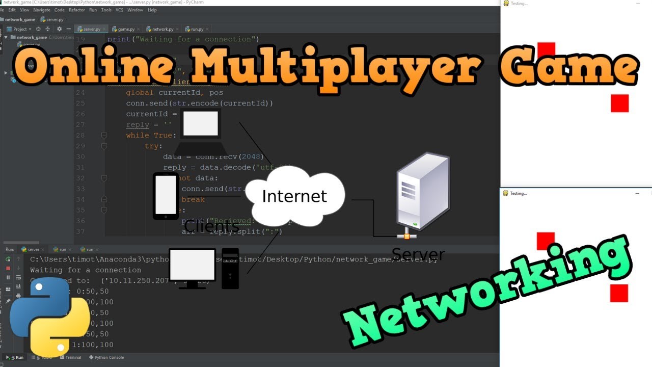 Online Multiplayer Game With Python Sockets And Networking Youtube