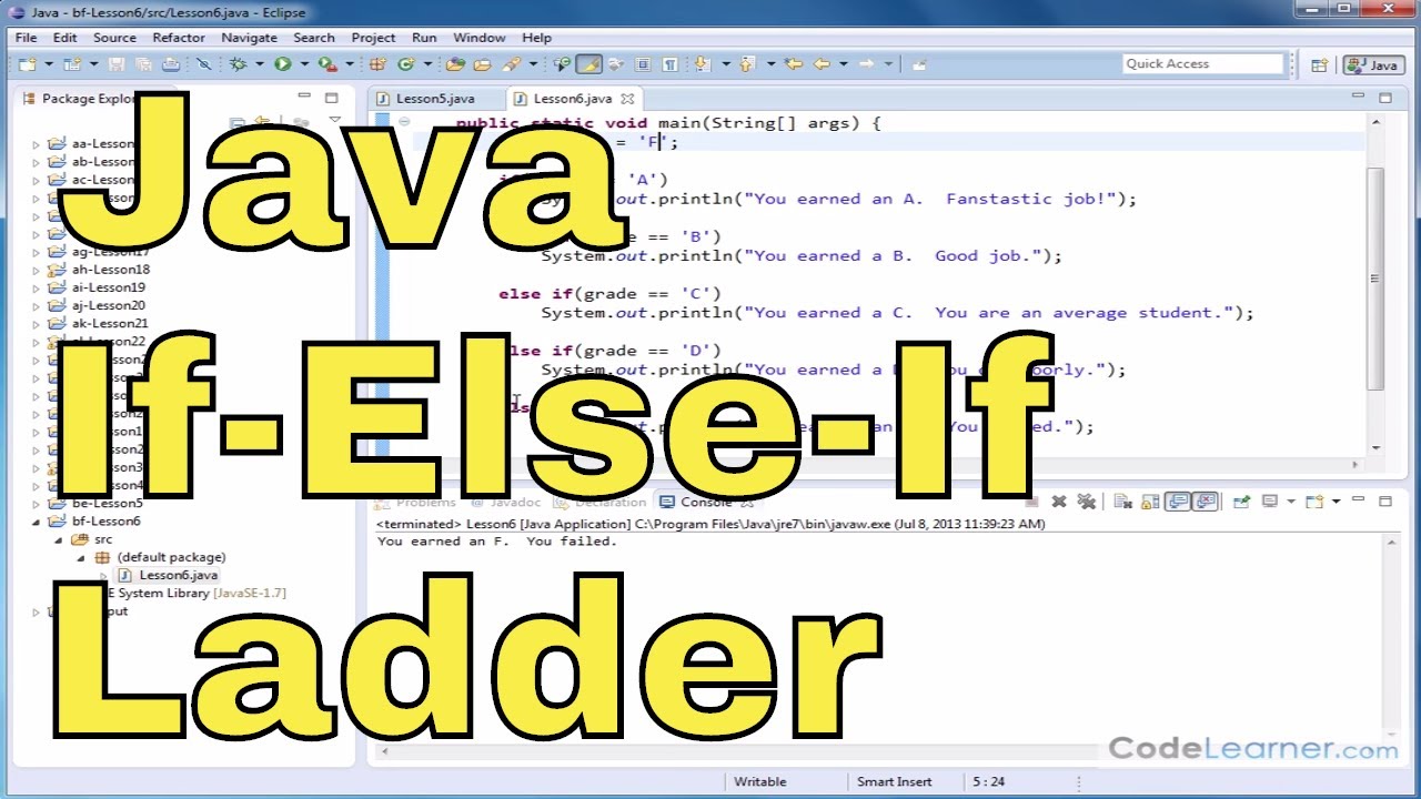 Java Tutorial 06 The If Else If Ladder Youtube