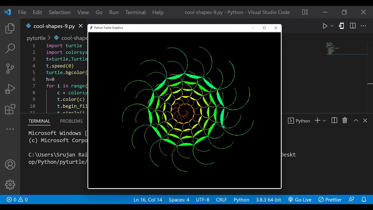 Python Turtle Graphics 16 Cool Shape Drawing Python Turtle Coding