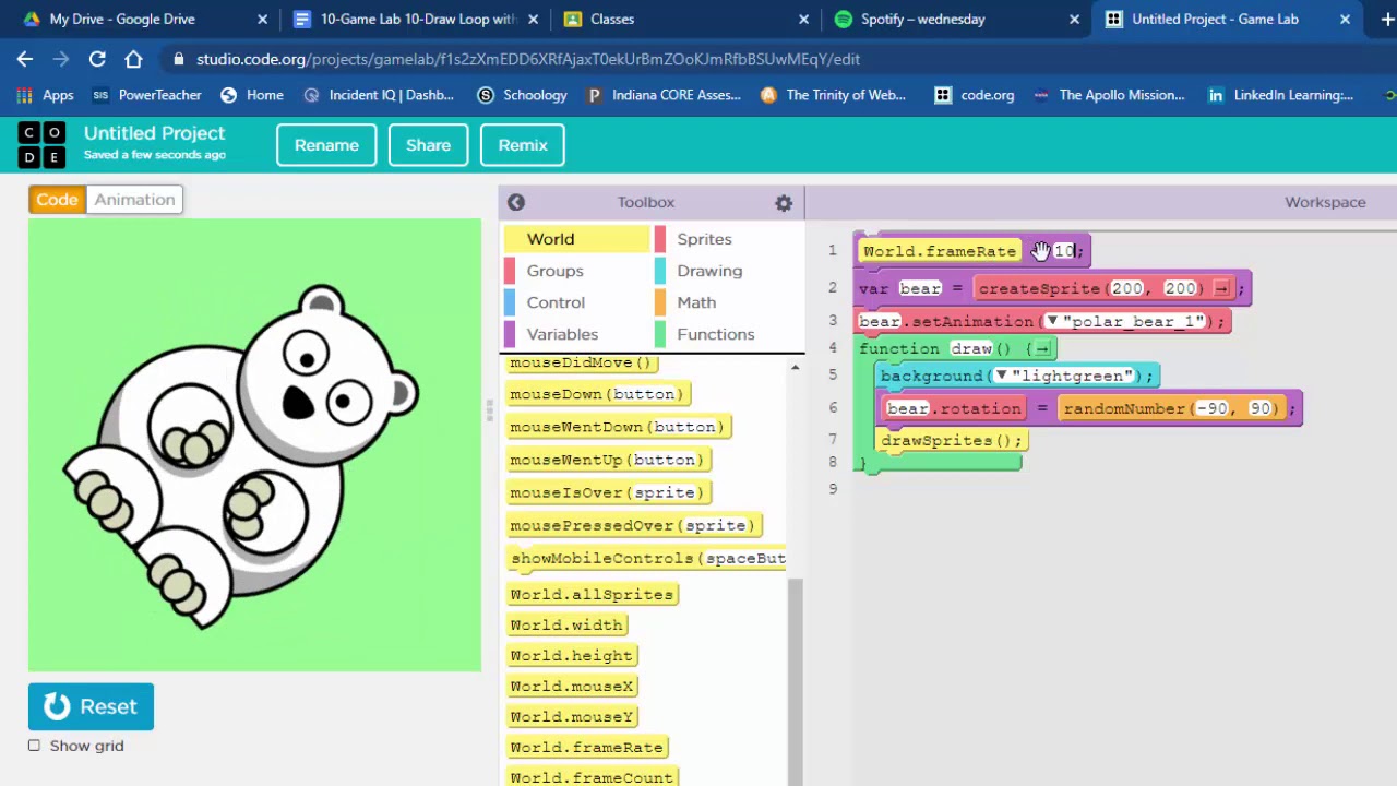 Game Lab 10 Draw Loop With Sprites Youtube