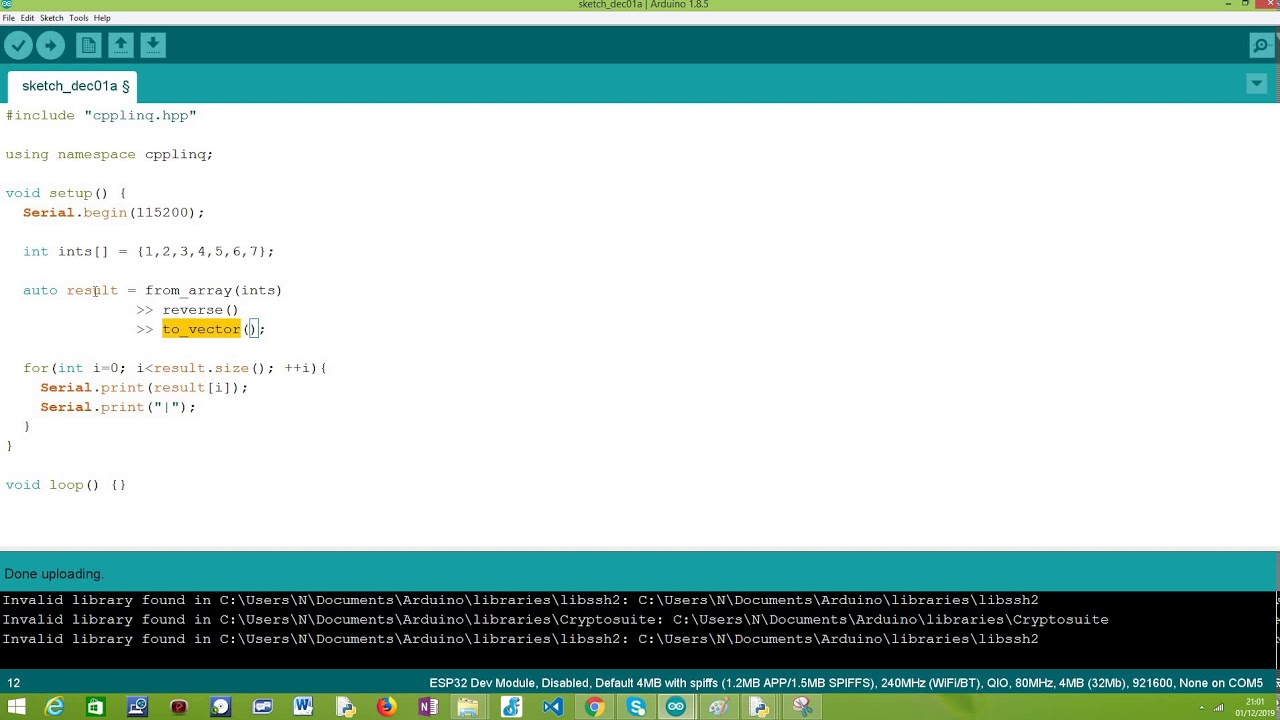 Esp32 Cpplinq Reversing An Array Youtube
