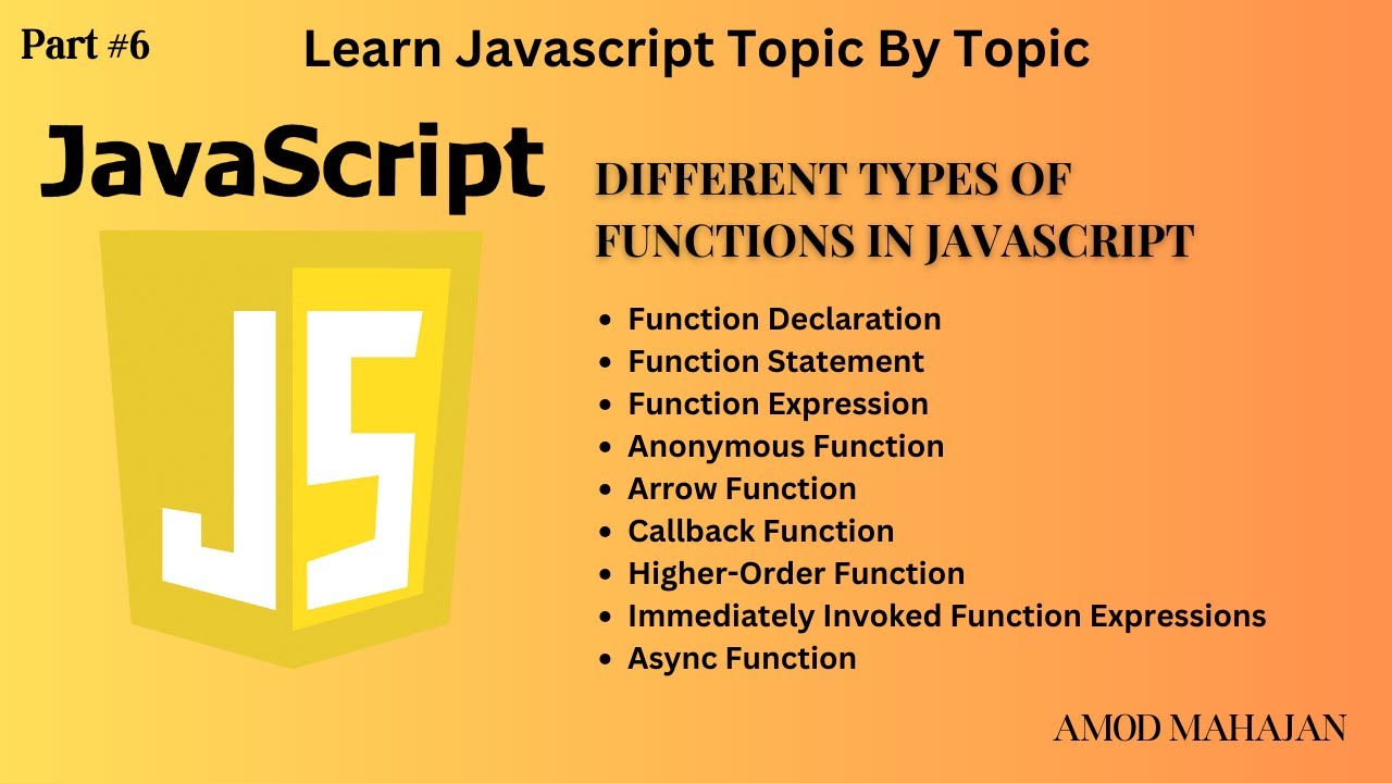6 Different Types Of Functions In Javascript Declaration