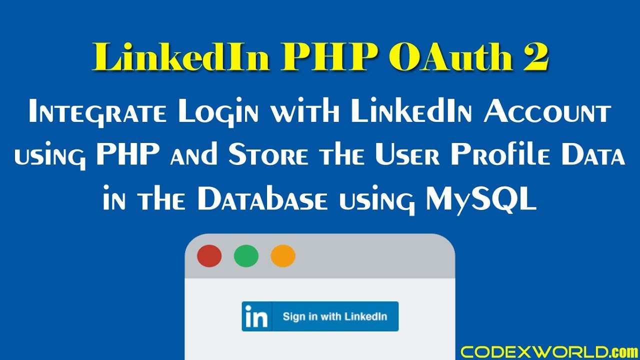 Login With Linkedin Api Using Php Youtube