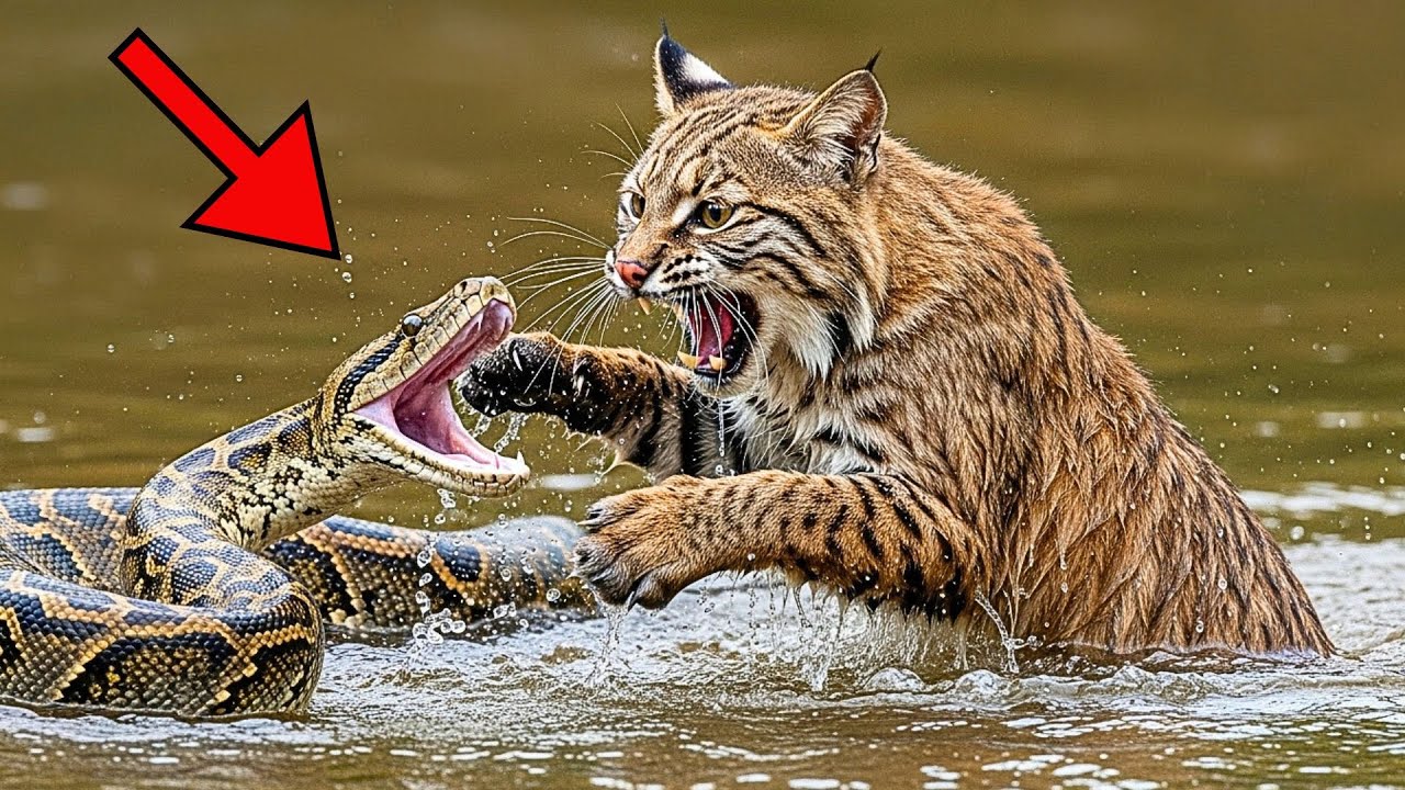 Bobcat Attacked By Python In The River But What Happened At The Last