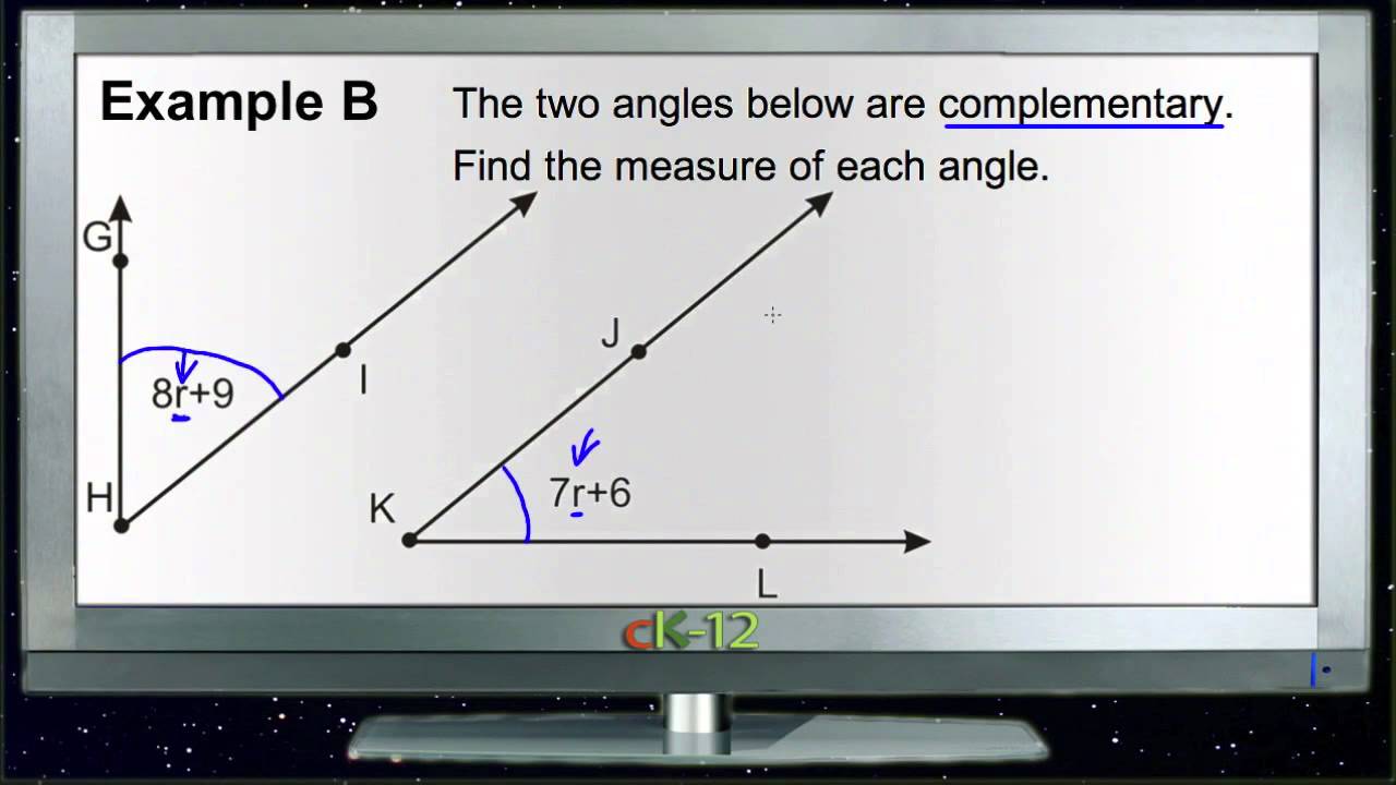 Complementary Angles Examples Basic Geometry Concepts Youtube