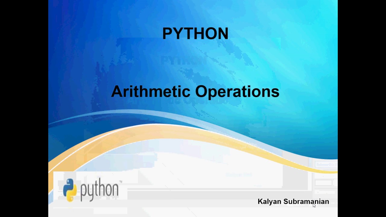 Python Arithmetic Operations Youtube