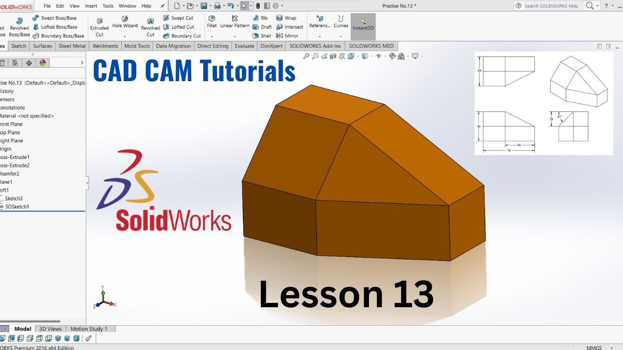 Solidworks Education Lesson 13 Solidworks Tutorials Youtube