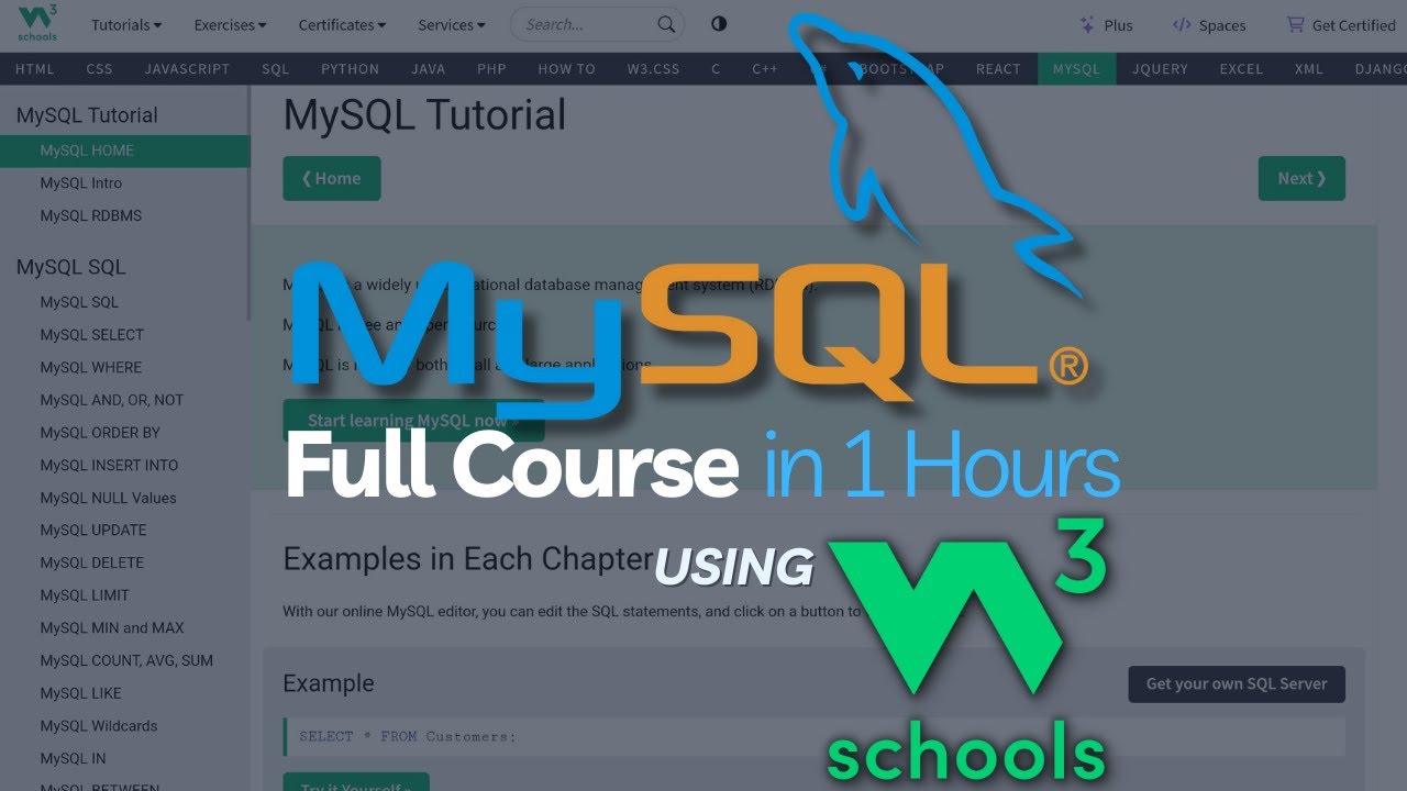 W3schools Mysql Tutorial In 1 Hour Mysql Full Course Using W3schools