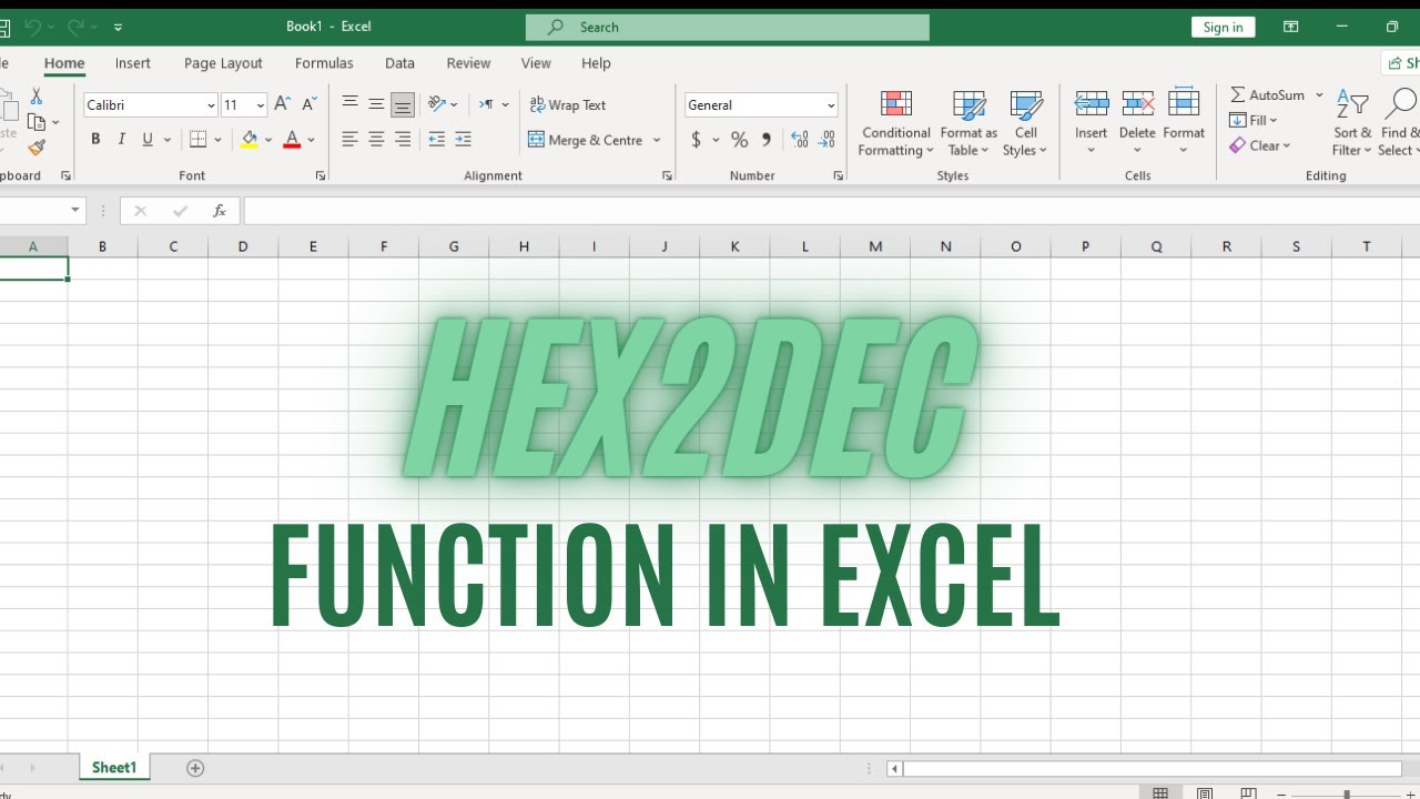 Hex2dec Function In Excel Youtube