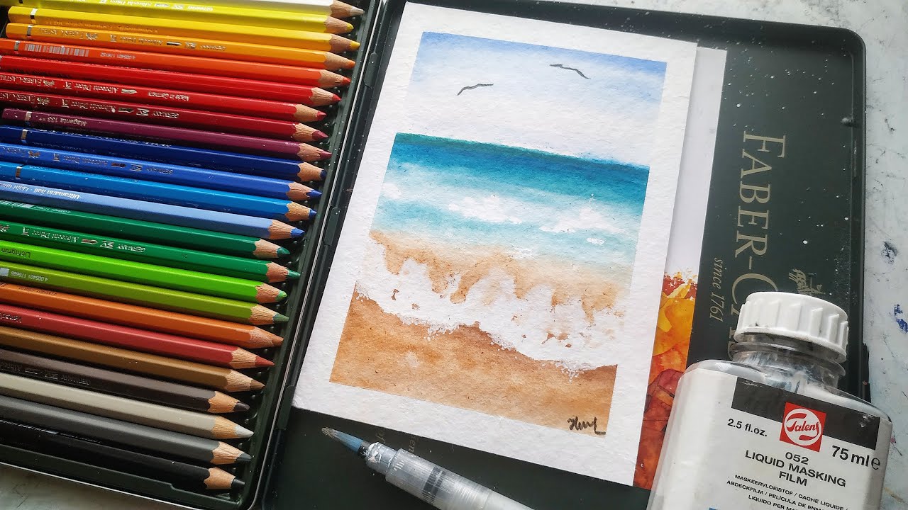 Watercolor Pencil Tutorial Landscape Youtube