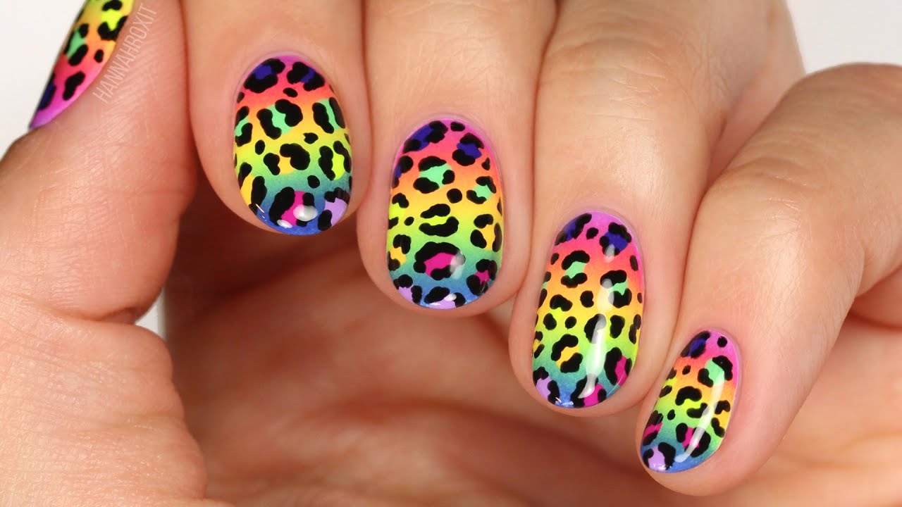 Rainbow Cheetah Print Nails