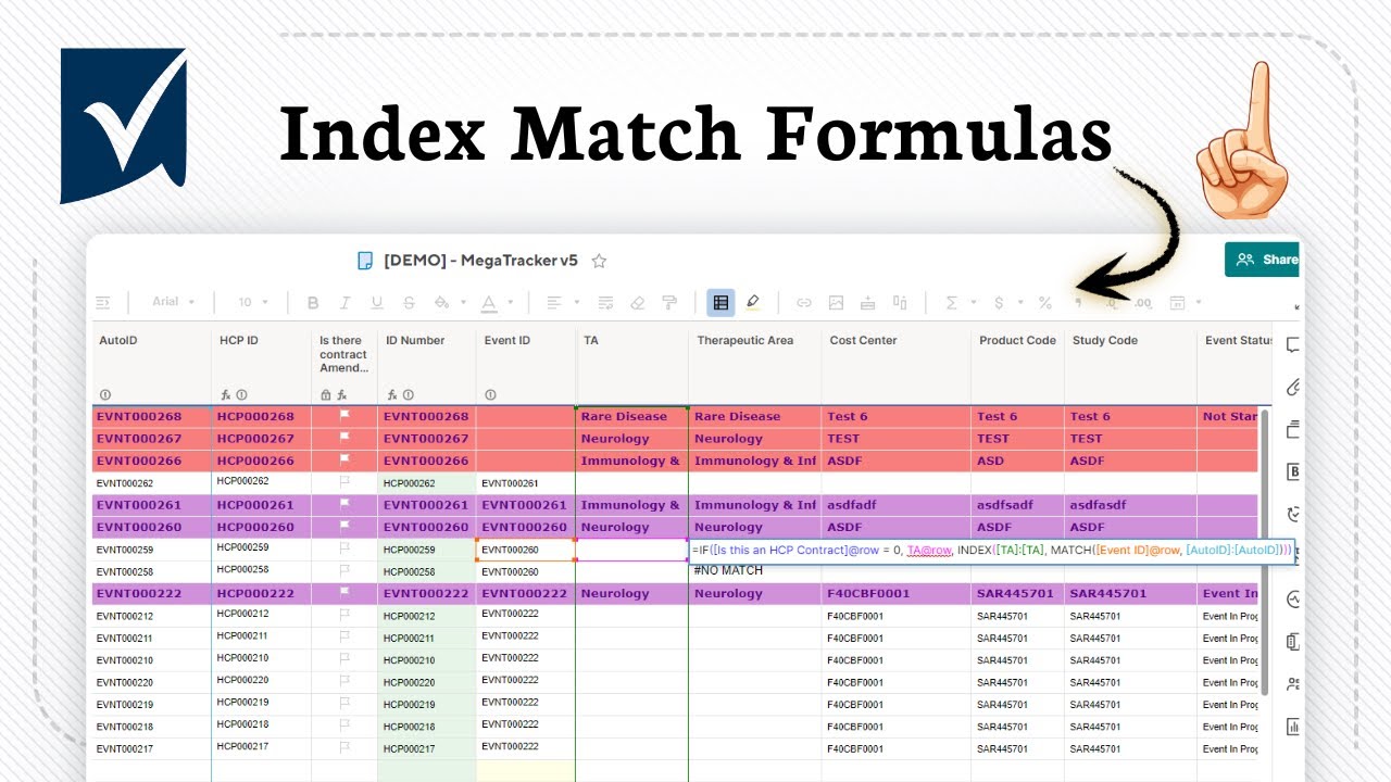 How To Use Index Match Formulas Smartsheet Simple Data Search Youtube