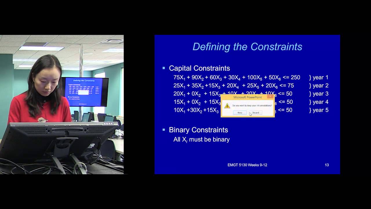 Integer Linear Programming Using Binary Variables An Investment
