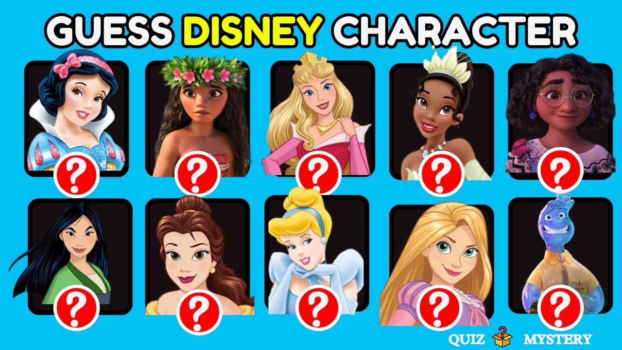 Guess The Disney Character Names Elsa Moana Mirabel Rapunzel Ariel ...