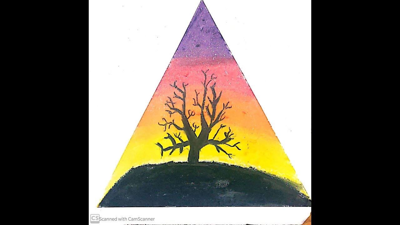 How To Draw Triangle Tree Oil Pastel Scenery Narrated Step By Step