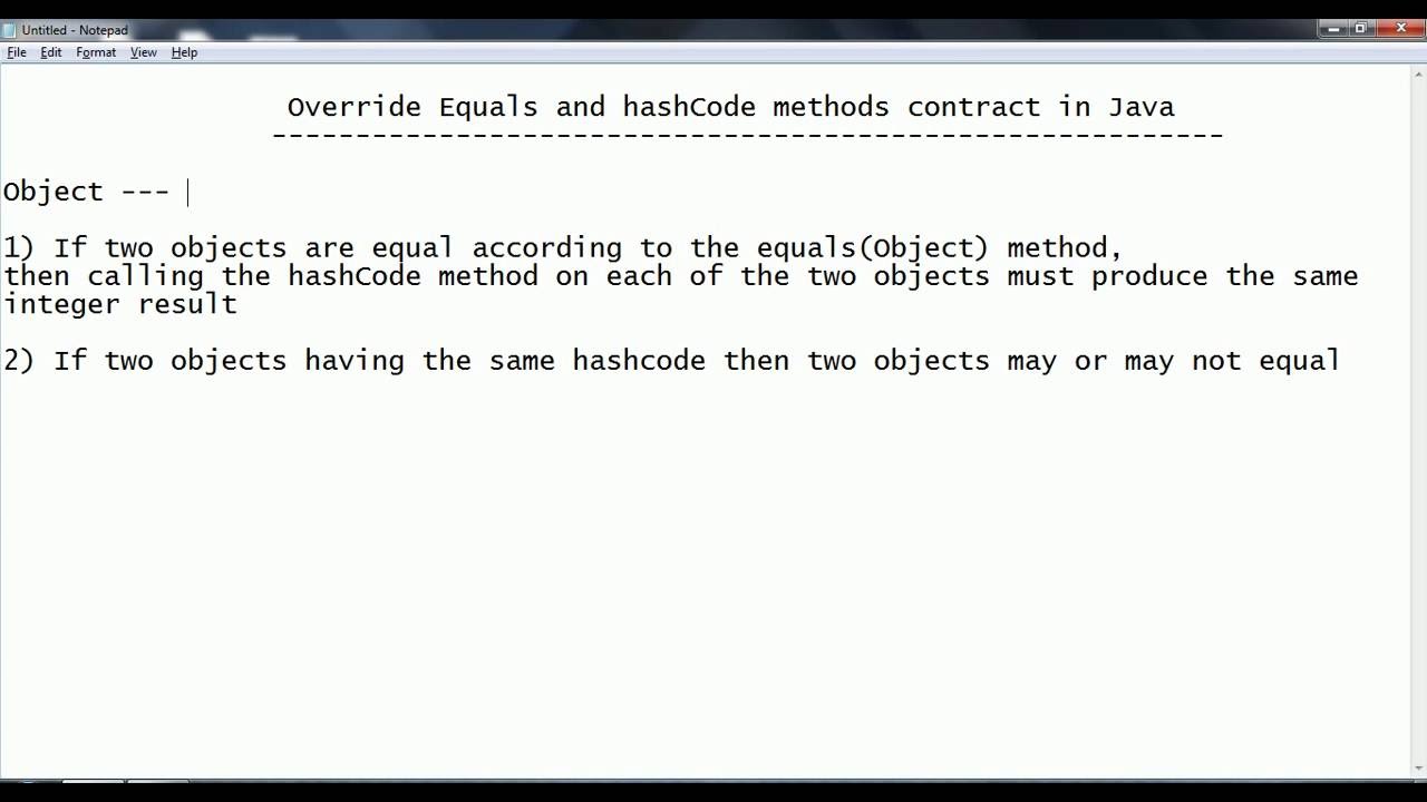 Equals And Hashcode Contract In Java Youtube