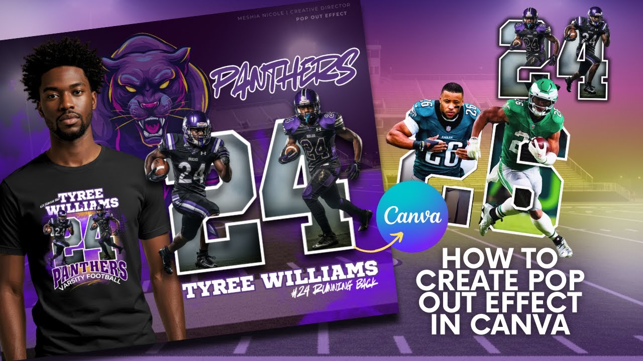 Canva Pop Out Effect Sports Number Tutorial Canva Frames Youtube
