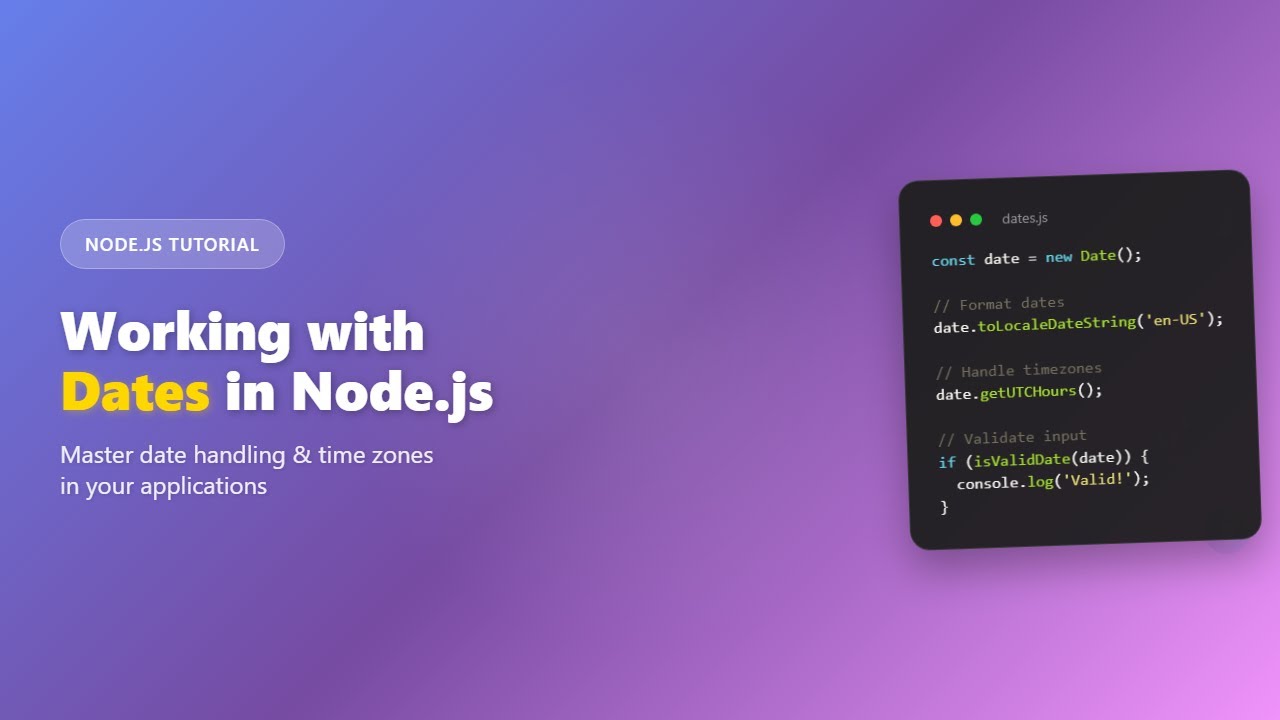 Node Js Date Handling Master Javascript Dates Times Youtube