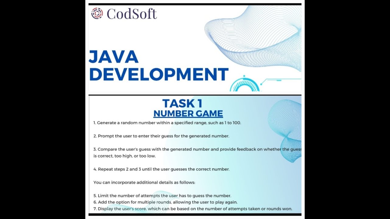 Java Number Guessing Game Codsoft Java Internship Task 1 Complete