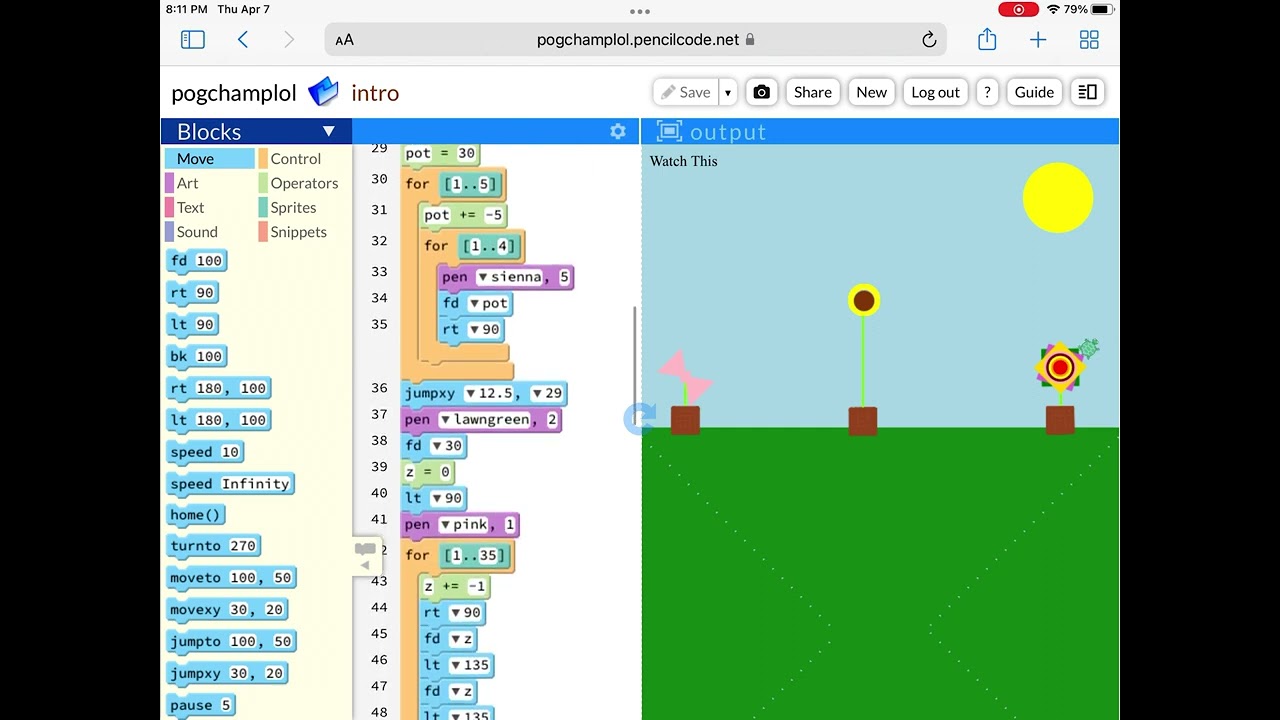 Pencilcode Art Spring Flowers Youtube