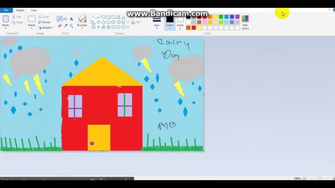 How To Draw Rainy Season In Ms Paint