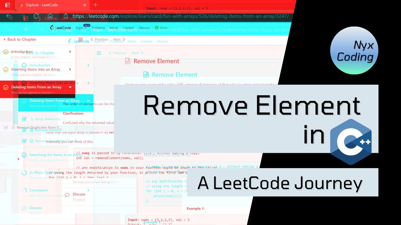 Remove Element In C A Leetcode Journey Youtube
