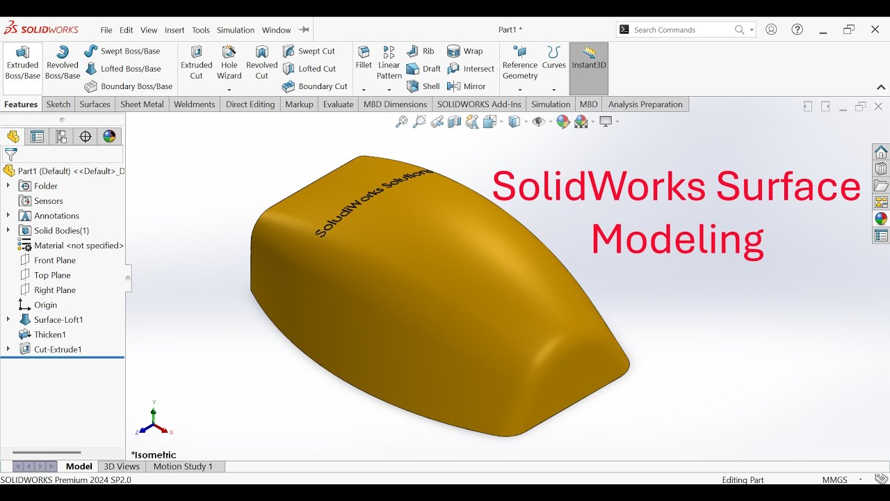 Solidworks Surface Modeling Tutorial For Beginners Surface Modeling