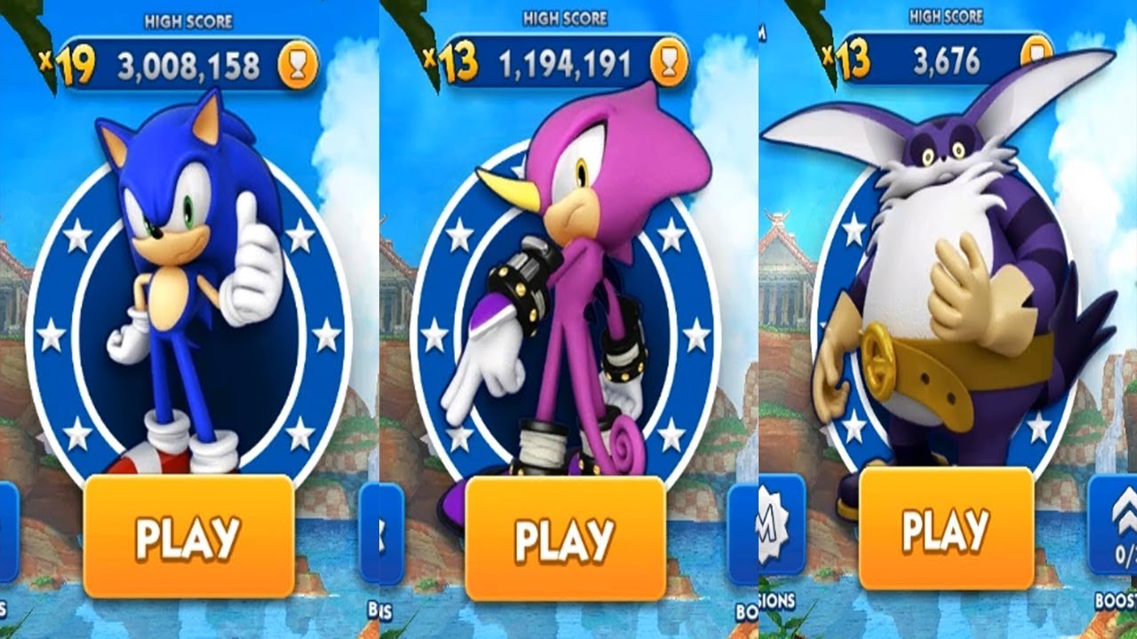 Sonic Dash Android Gameplay Sonic Vs Espio Vs Big Youtube