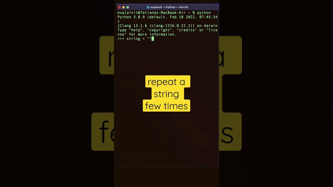 How To Repeat A String Few Times In Python Youtube