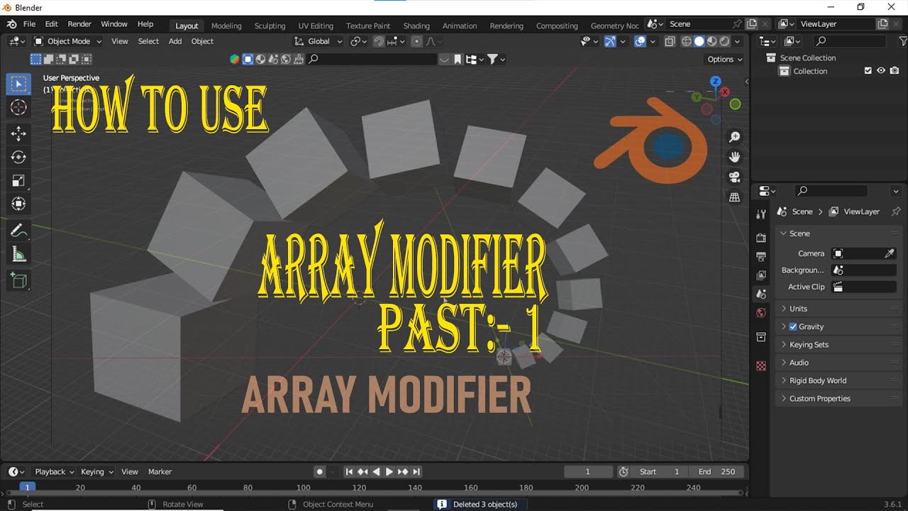 Array Modifier Part 1 Blender 3d Beginner Animation Tutorial Hindi