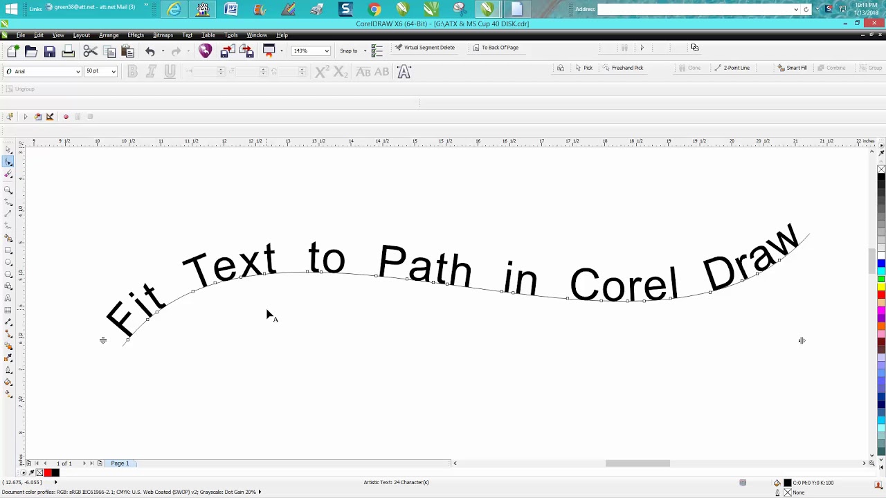 Corel Draw Tips Tricks Fit Text To Path Part 4 Youtube
