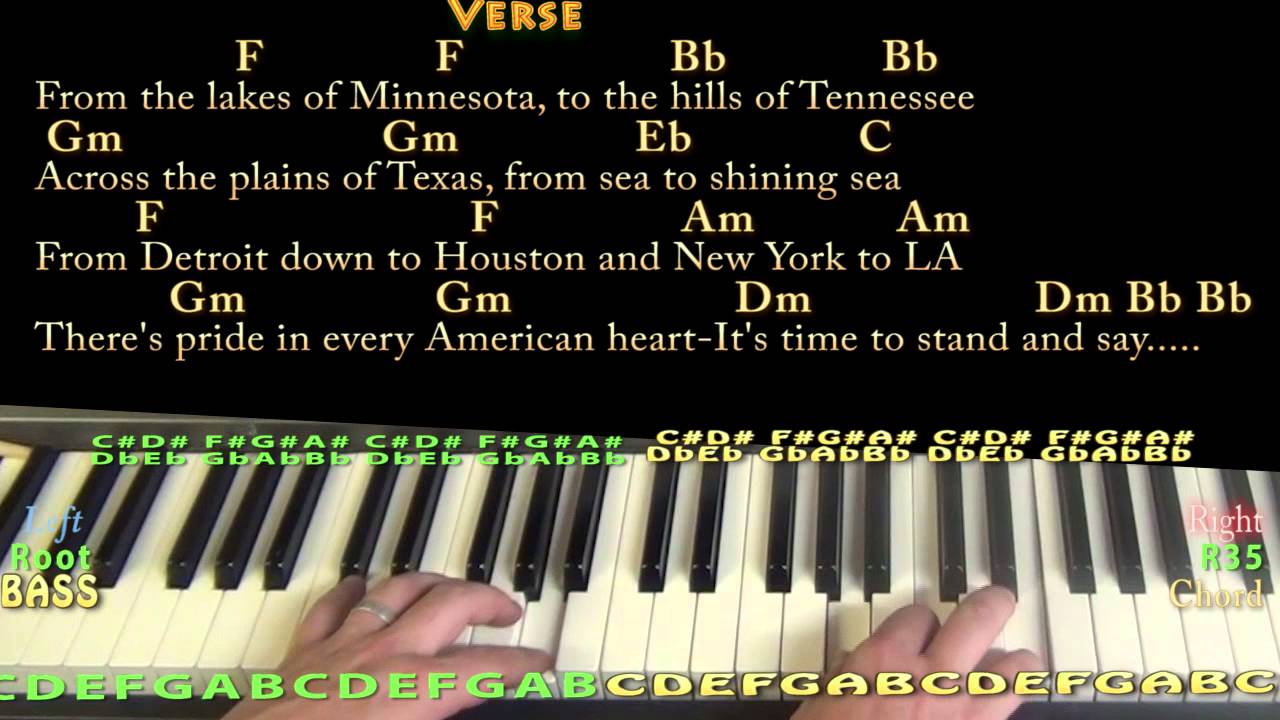 God Bless The Usa Piano Cover Lesson With Chords Lyrics Acordes