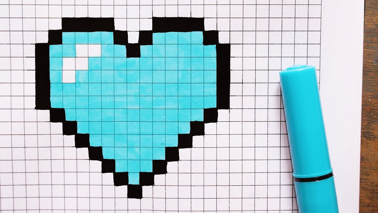 How To Draw A Cute Blue Heart ёятщ Step By Step Pixel Art Tutorial Youtube