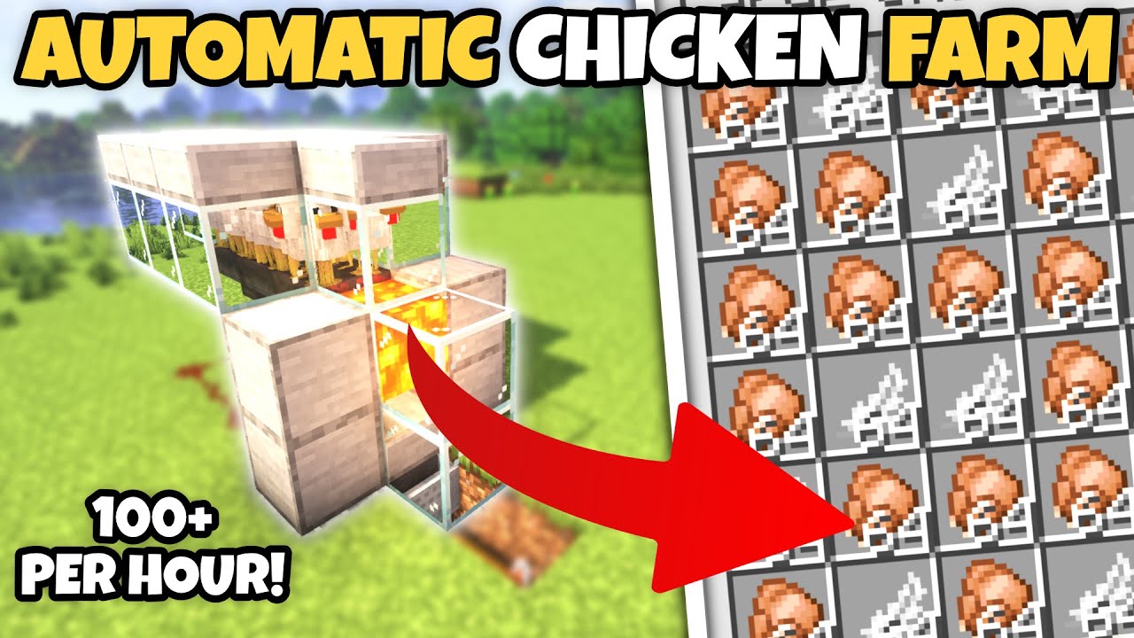 Minecraft Easiest Automatic Cooked Chicken Farm Tutorial 1 21 Youtube