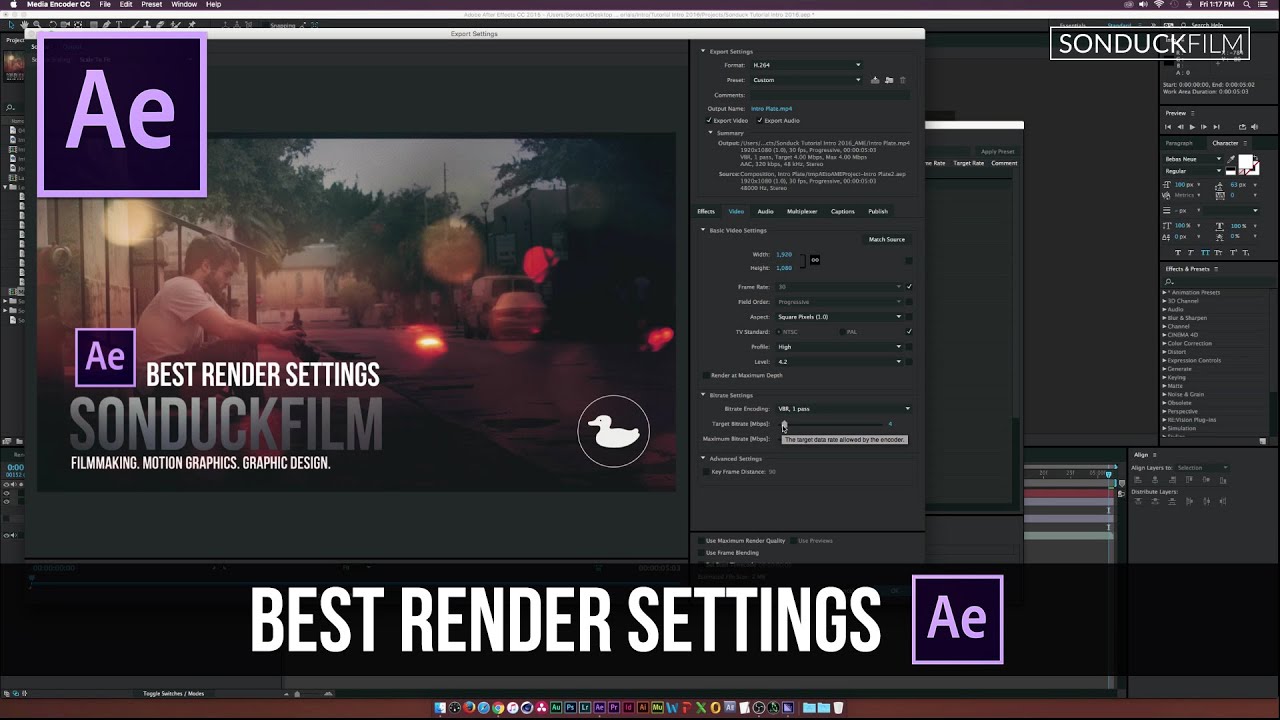 After Effects Tutorial Best Render Settings Youtube