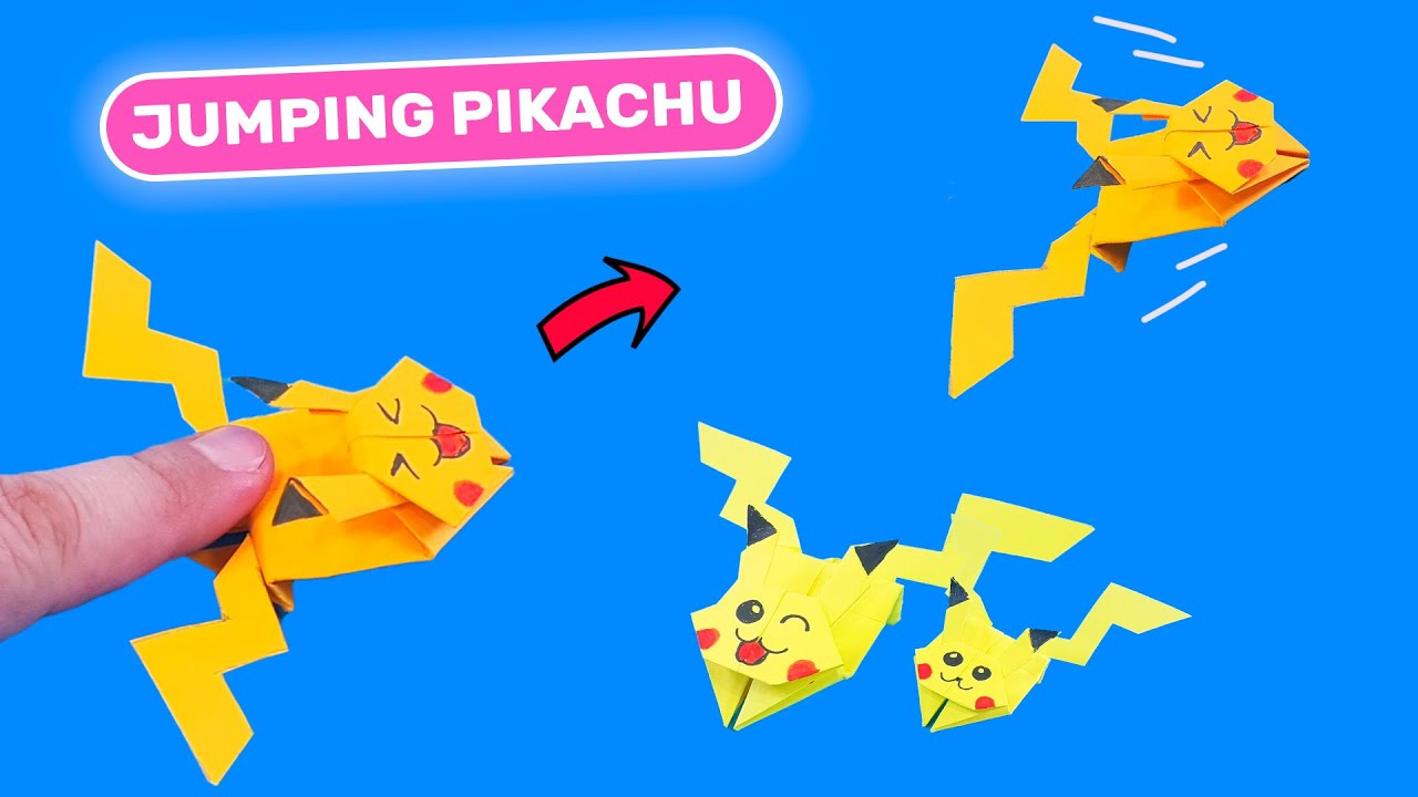 Easy Origami Jumping Pikachu Moving Paper Toys In 5 Minutes Paper