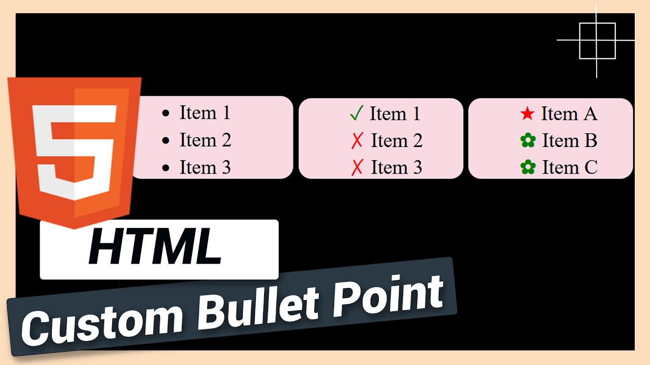 Create Custom Bullet Points For List Html And Css Tutorial Youtube