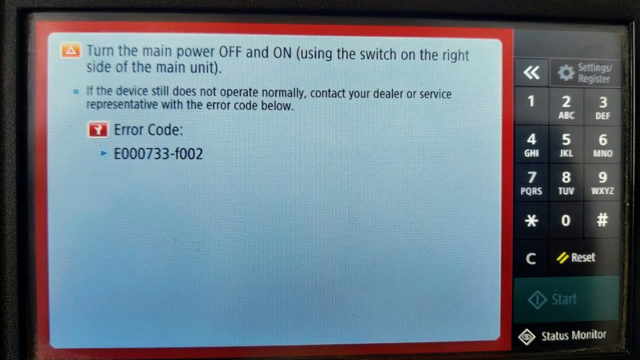 Canon Error Code E000733 F002 Youtube