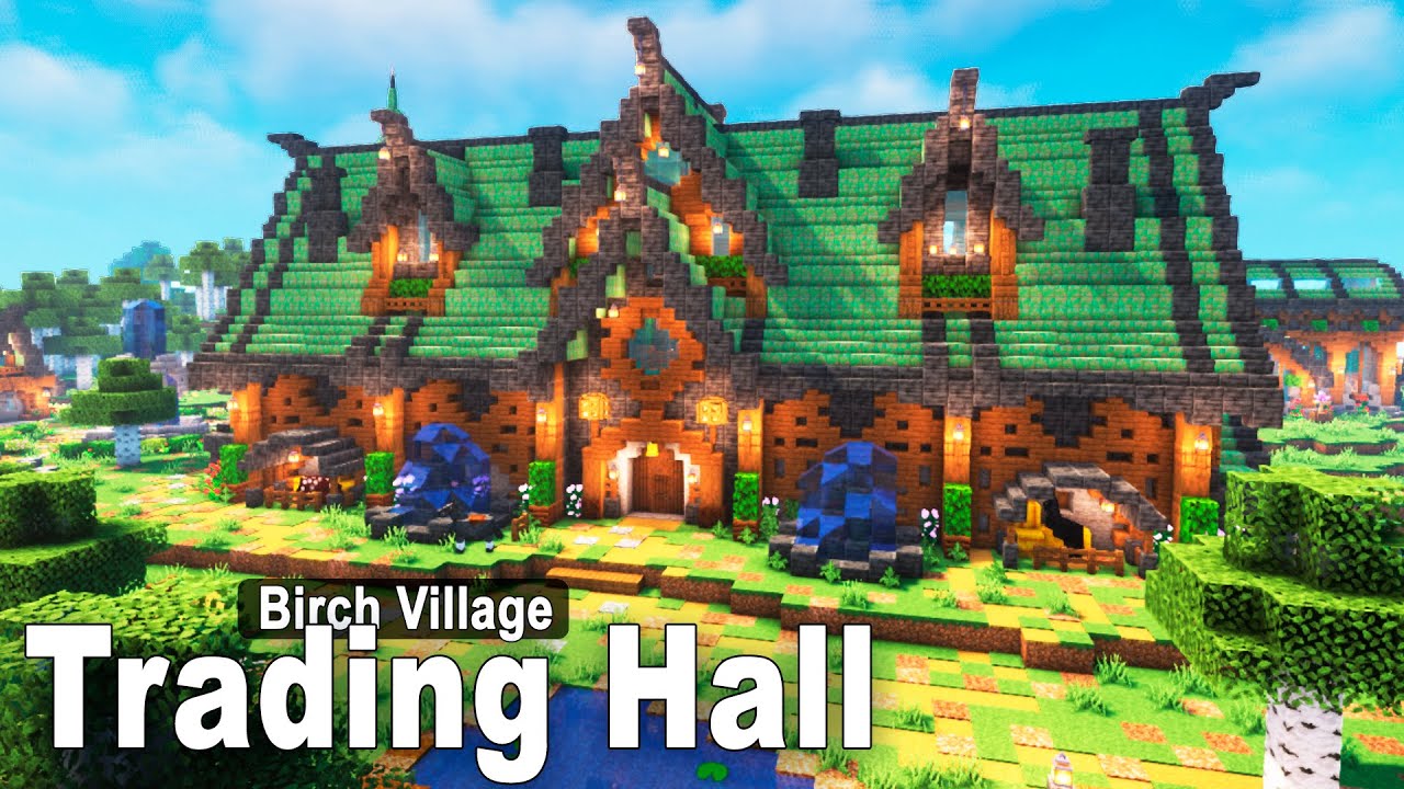 Minecraft How To Build A Trading Hall Village Tutorial Youtube