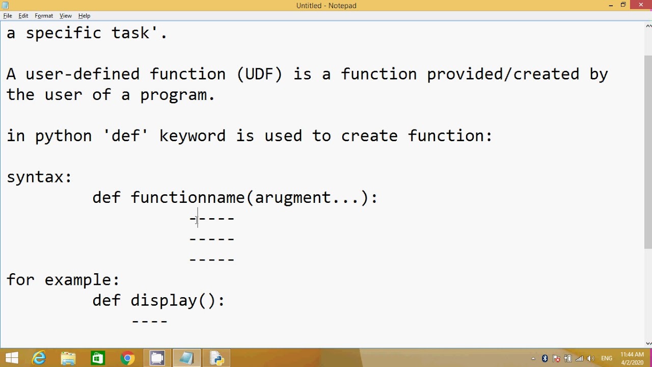 User Defined Function In Python Part 1 Youtube