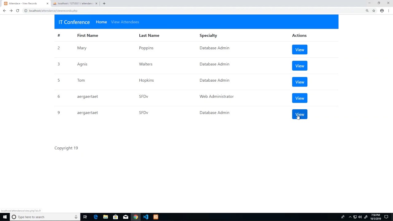 How To View One Record S Details In Mysql Database Using Php Pdo Youtube
