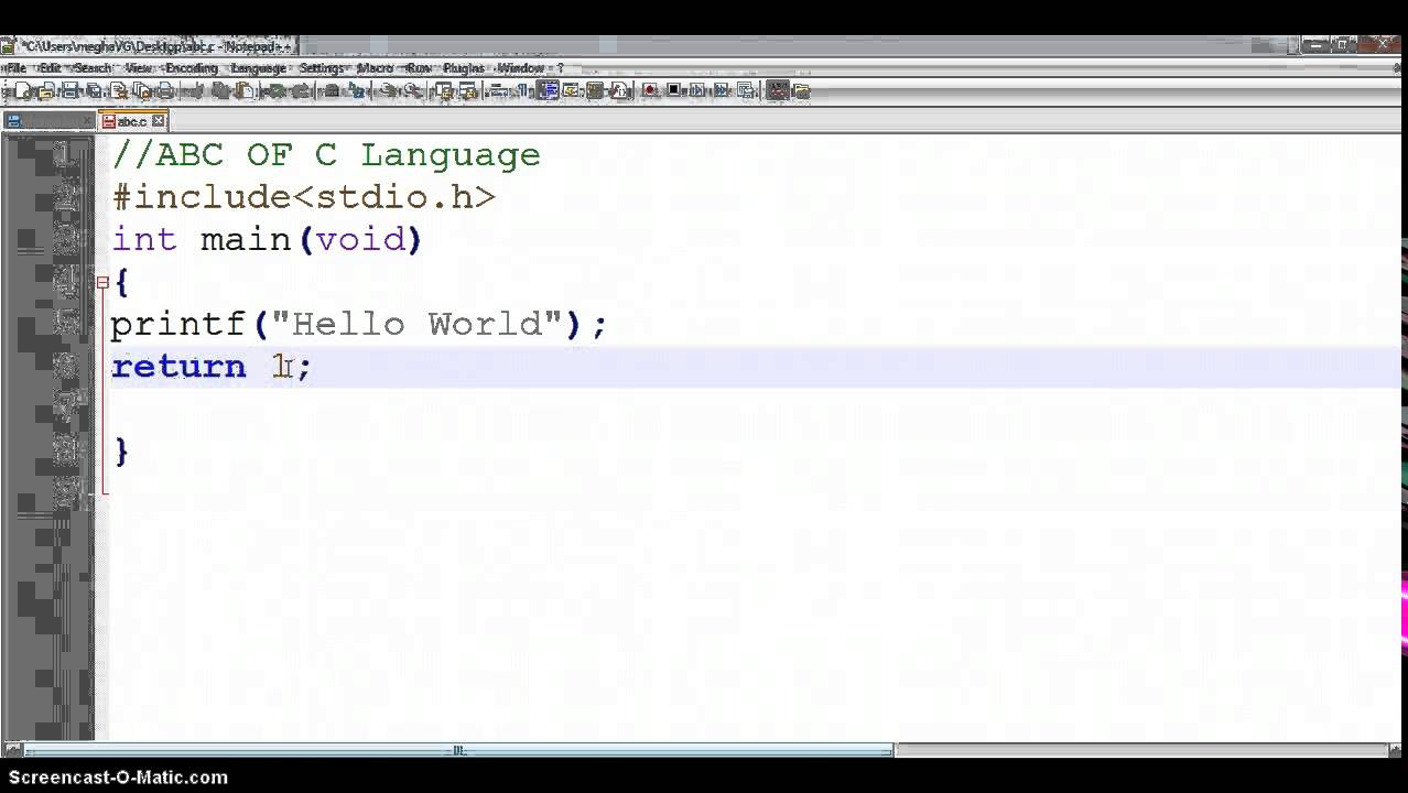 First C Program Hello World Youtube